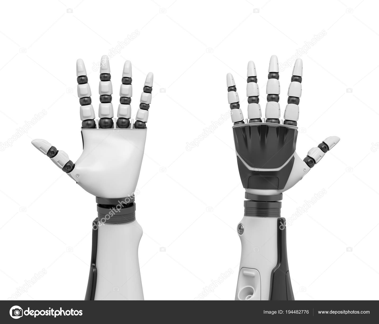 3d rendering of two robotic arms with all fingers sticking out shown ...