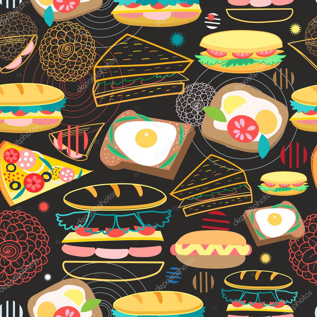 Seamless vector pattern sandwiches Stock Vector Image by ©tanor #129876118