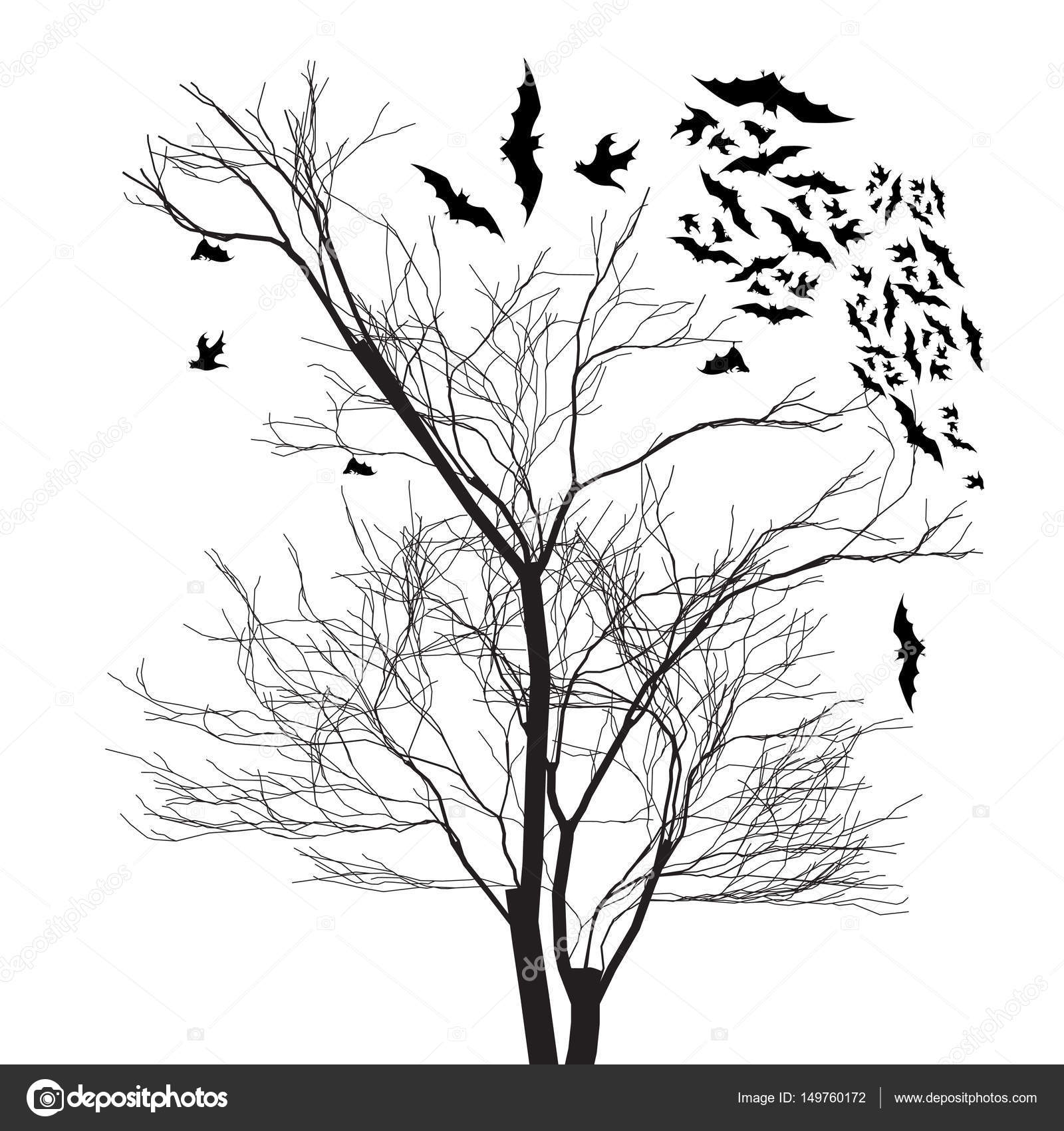 Vector graphics of trees and bats Stock Vector Image by ©tanor #149760172