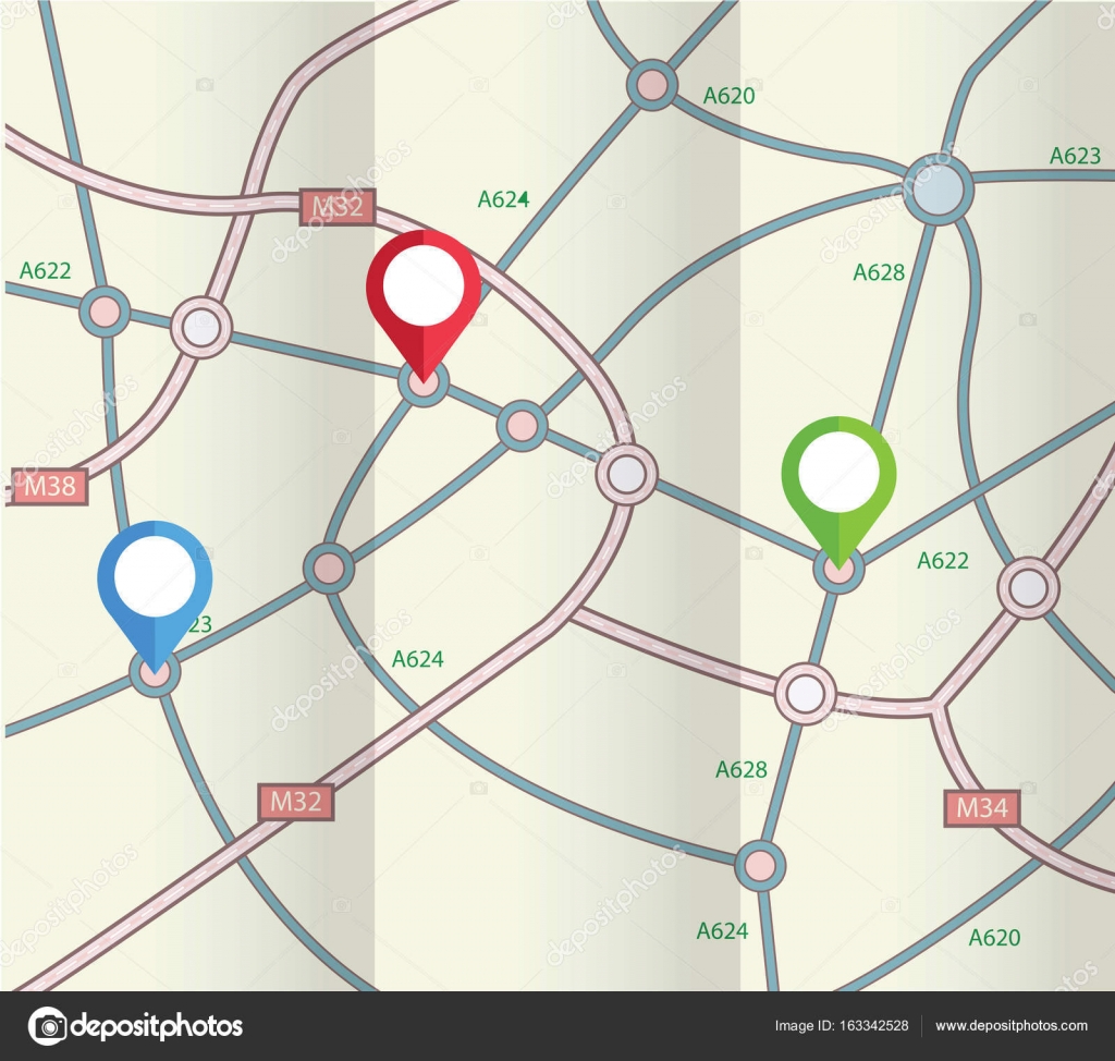 Folded Road Map Vector