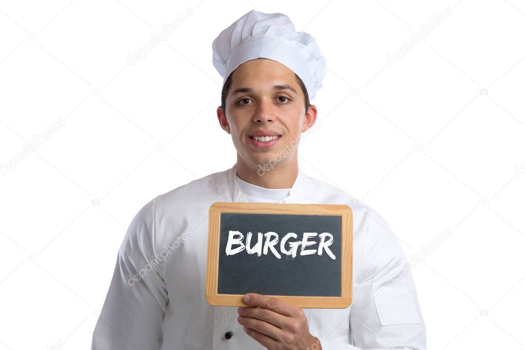 Burger hamburger fast food cook cooking board isolated Stock Photo by ...