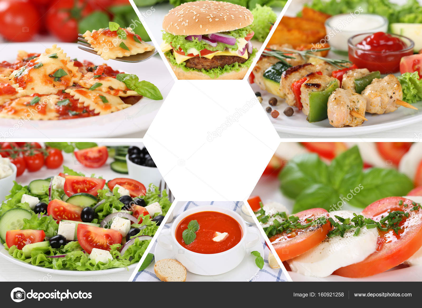 Food restaurant menu collection collage meal meals — Stock Photo ...