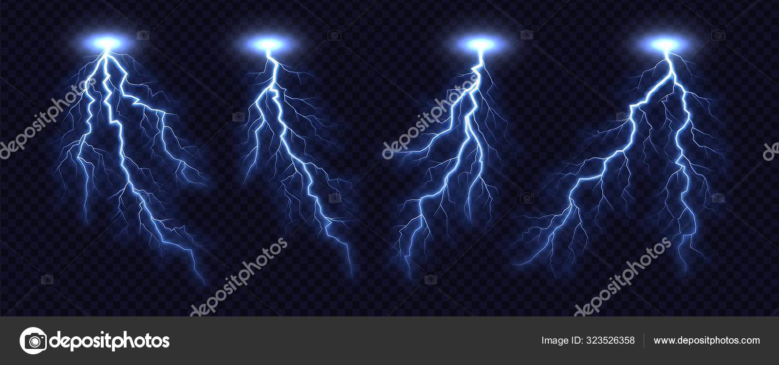 Jeu de foudre isolé sur fond transparent . Vecteur par ©Likanaris 323526358