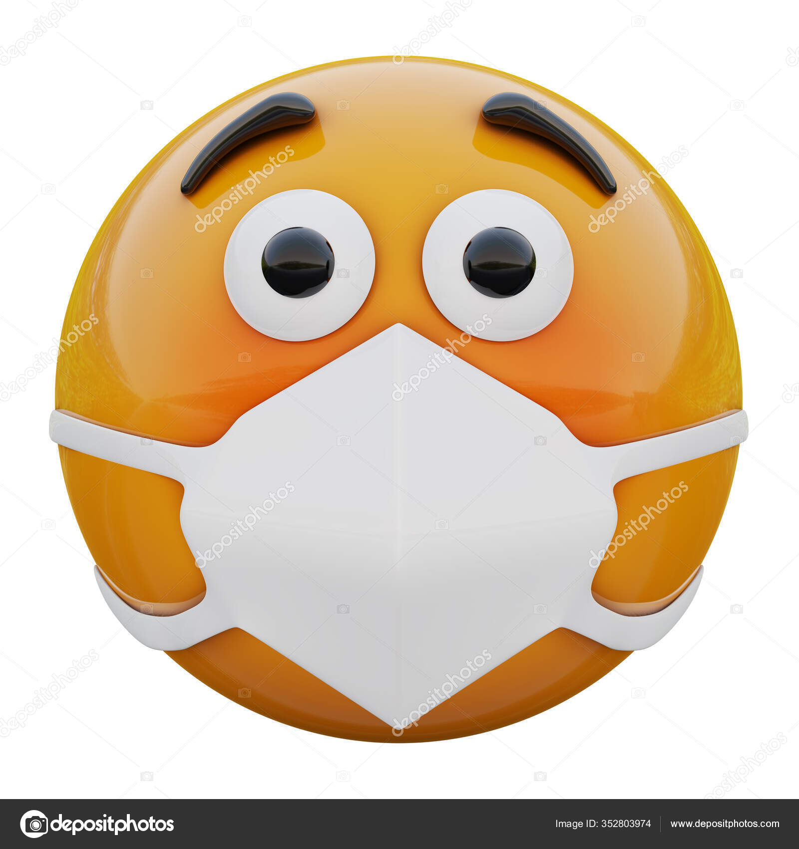 Render Flushed Shocked Emoji Face Medical Mask Protecting Coronavirus ...