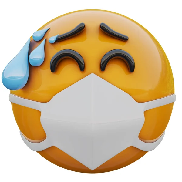 Render Embarrassed Yellow Emoji Face Medical Mask Protecting ...