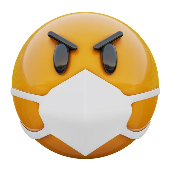 Render Flushed Shocked Emoji Face Medical Mask Protecting Coronavirus ...