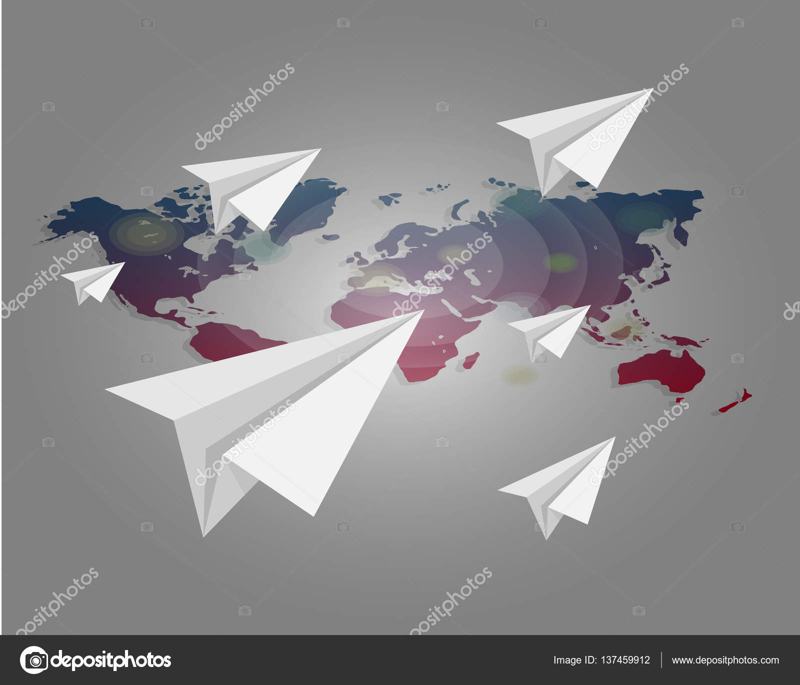 World map with paper planes vector background. Stock Vector by ...