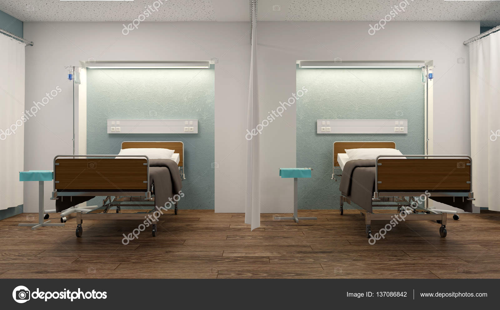 Hospital ward. Interior room in the hospital. 3D rendering Stock Photo ...