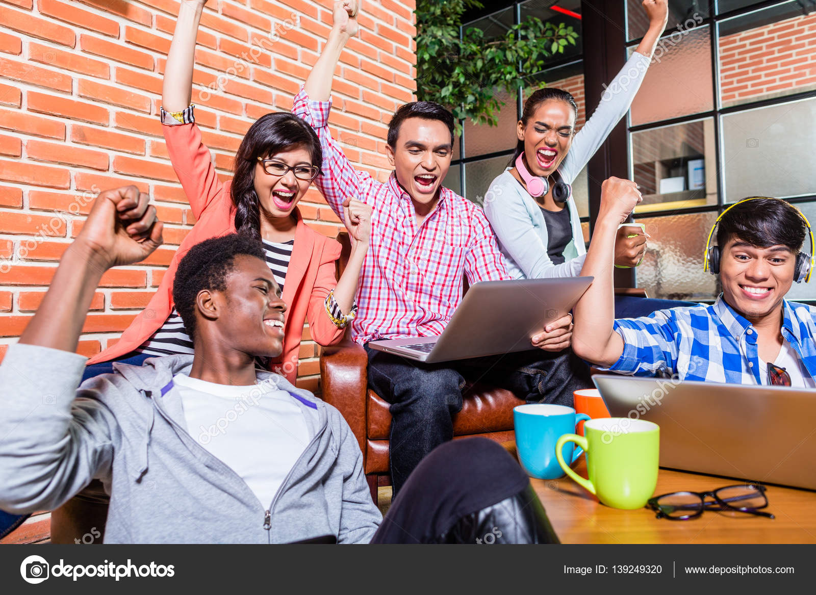 Happy Diverse College Students