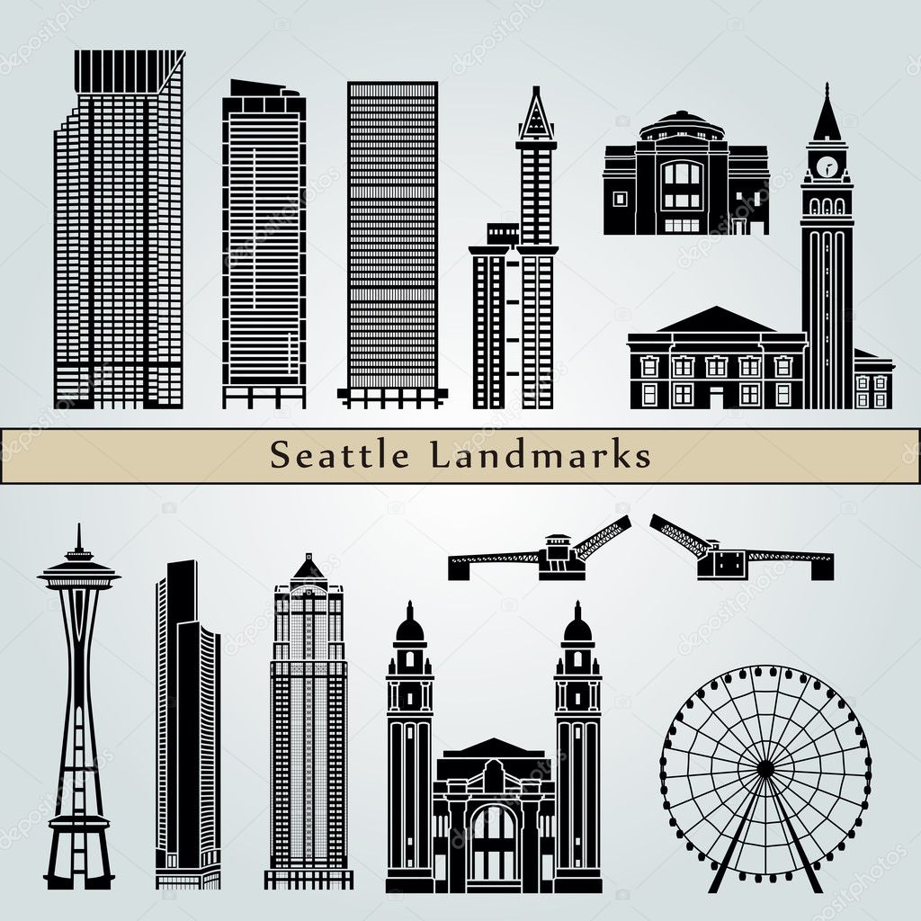 Seattle Landmarks and Monuments Stock Vector by ©paulrommer 125041400