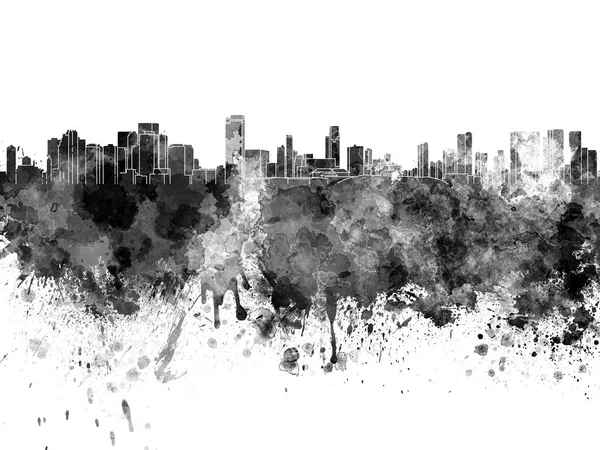 Calgary skyline in black watercolor on white background ⬇ Stock Photo ...