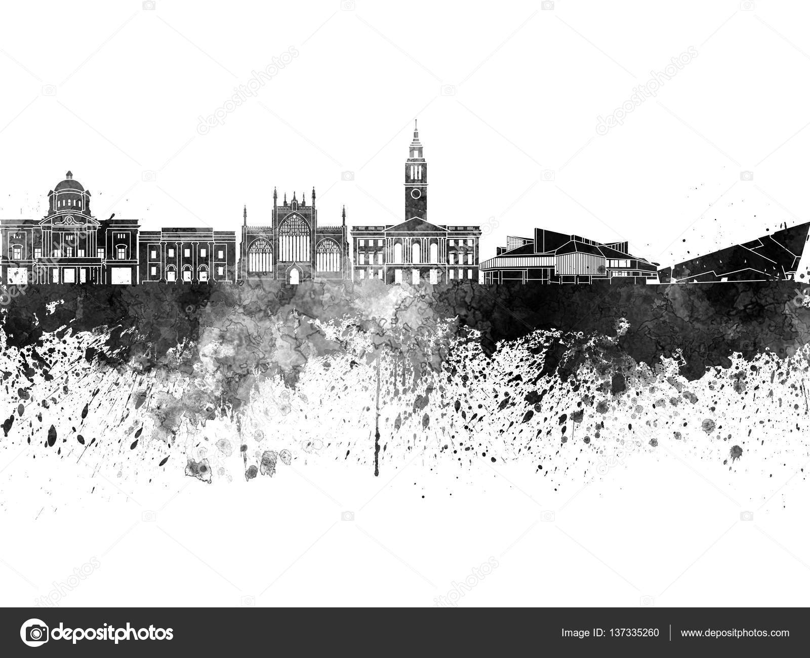 Kingston Upon Hull skyline in black watercolor Stock Photo by ...