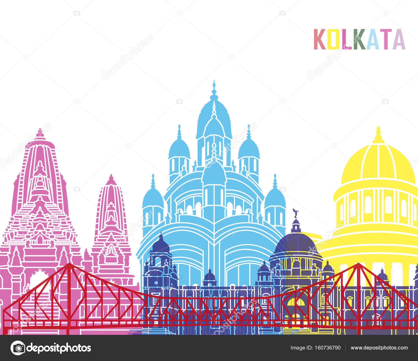 Kolkata skyline pop Stock Vector Image by ©paulrommer #160736790