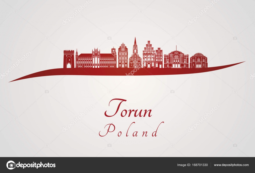 Torun skyline in red Stock Vector by ©paulrommer 168701330
