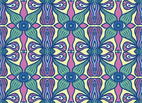 Vector weird strange unusual psichodelic seamless pattern. Eyes and ...