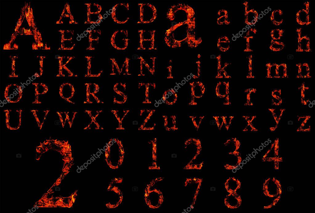 Red burning fires font — Stock Photo © design36 #129362020