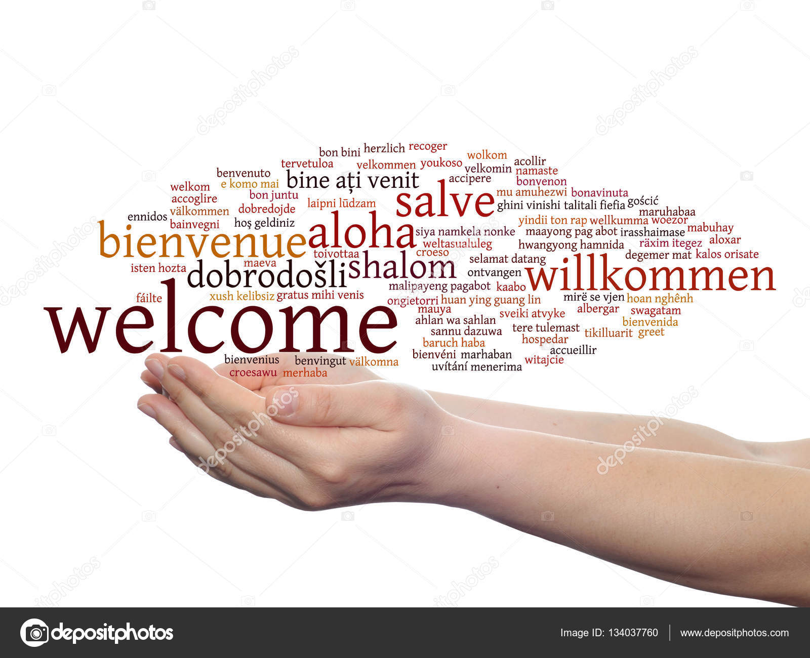 Welcome word cloud in hands Stock Photo by ©design36 134037760