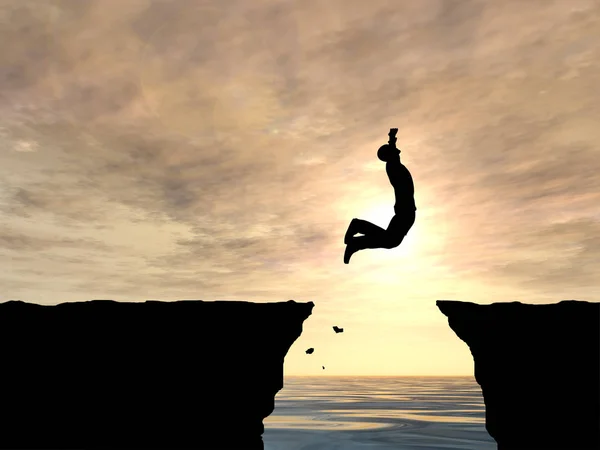 Man jumping over cliff — Stock Photo © design36 #145962543
