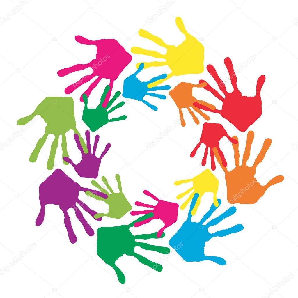 manos humanas pintadas colores — Foto de stock © design36 #145951255