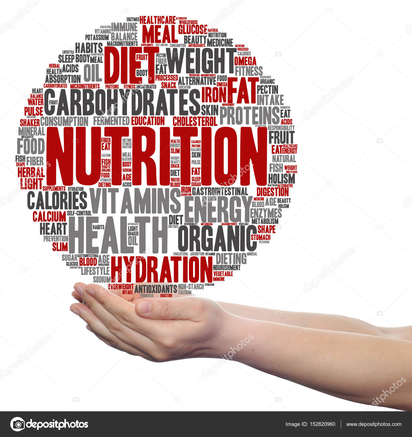 Nutrition health word cloud in hands — Stock Photo © design36 #152820960