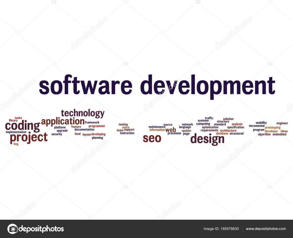 Software development project coding technology abstract word cloud ...
