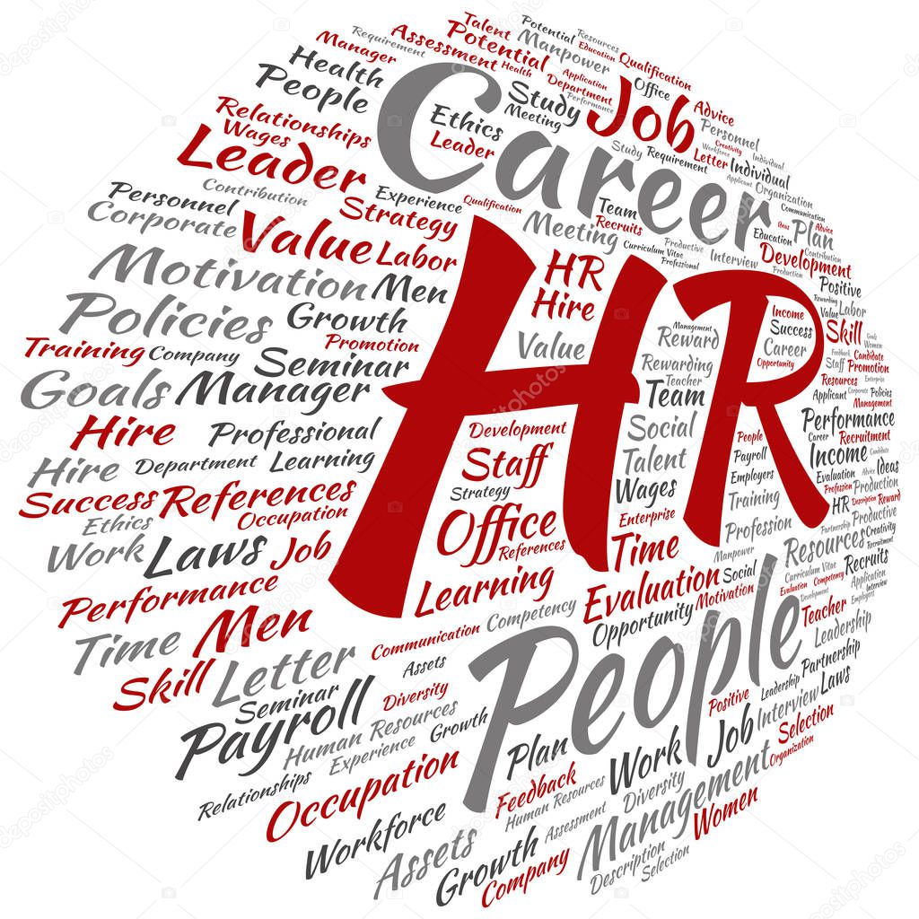 Hr or human resources round word cloud isolated — Stock Vector ...
