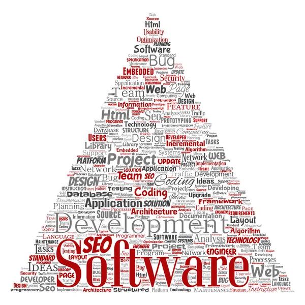 Conceptual Software Development Triangle Arrow Word Cloud — Stock Photo ...