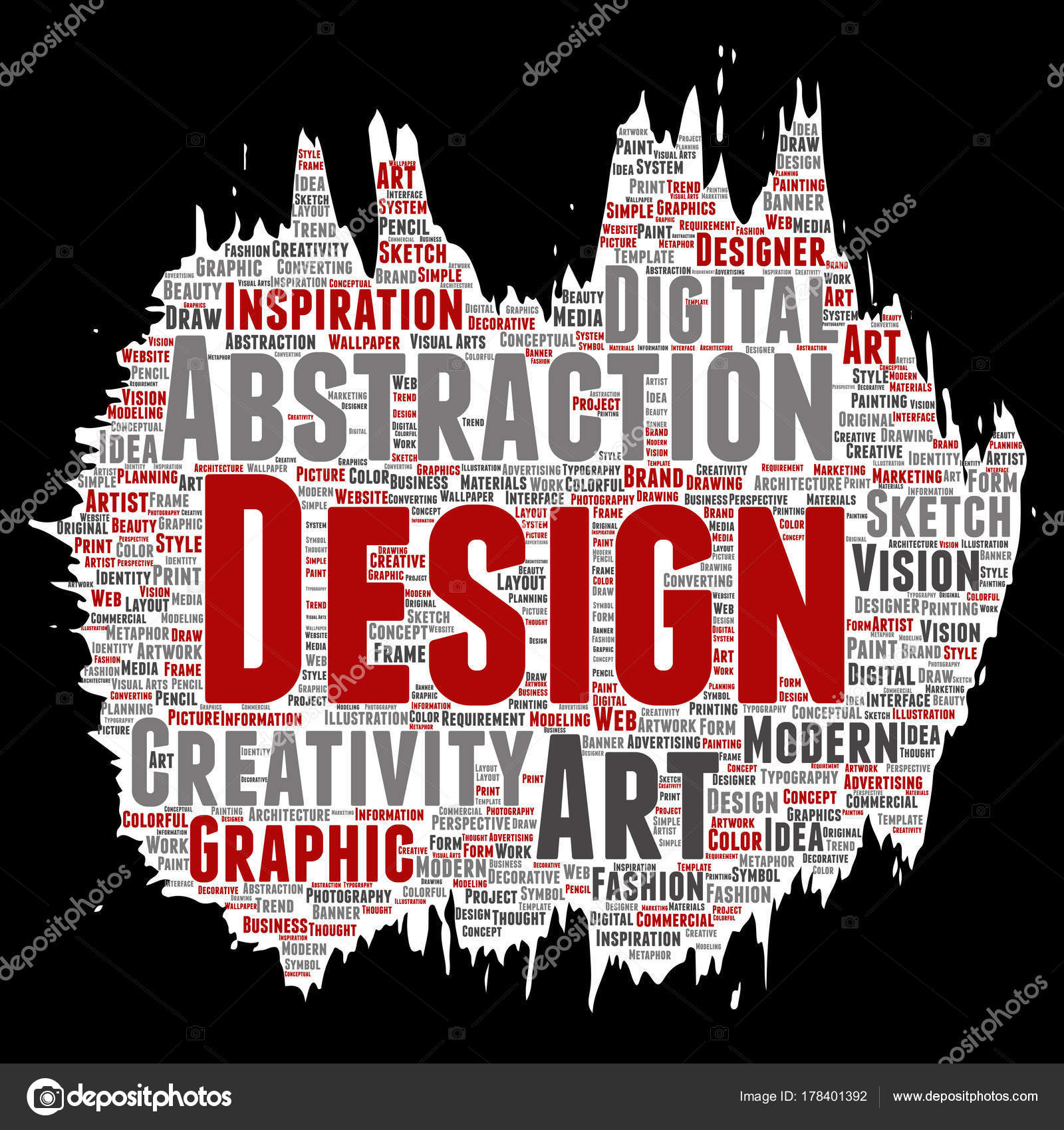 Conceptual Art Graphic Identity Design Paint Brush Word Cloud — Stock ...