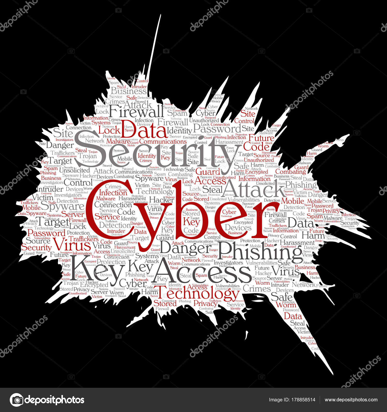 Conceptual Cyber Security Paint Brush Word Cloud Stock Photo by ...