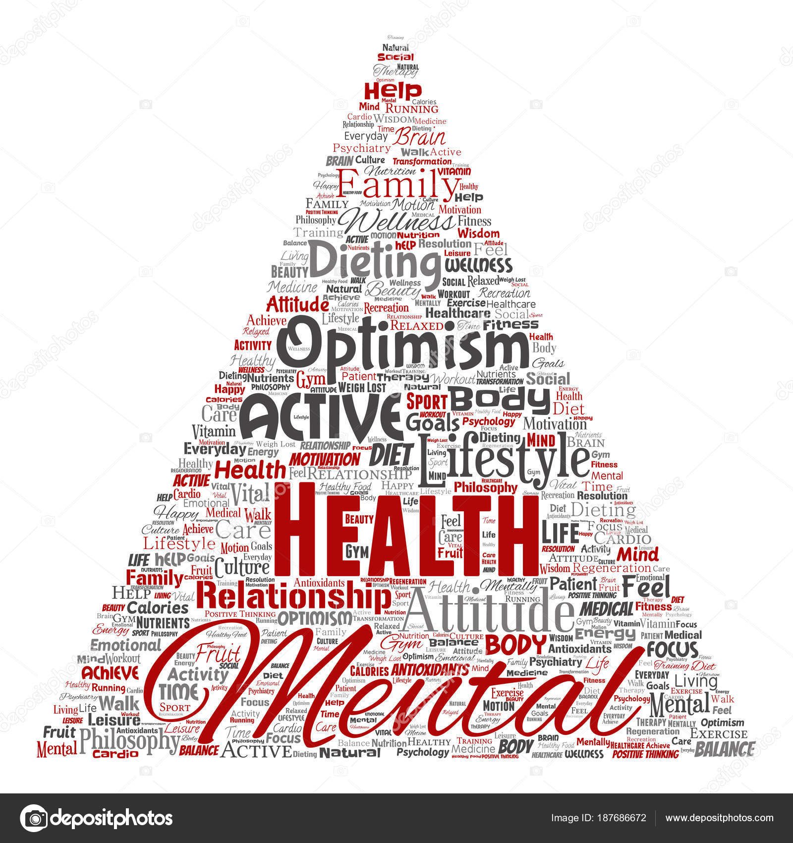 Ensemble Différents Mots Forme Triangle Isolé Sur Fond Blanc Vecteur ...