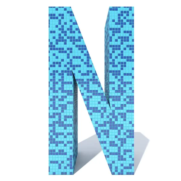 Light and dark blue mosaic big letter N isolated on white background ...