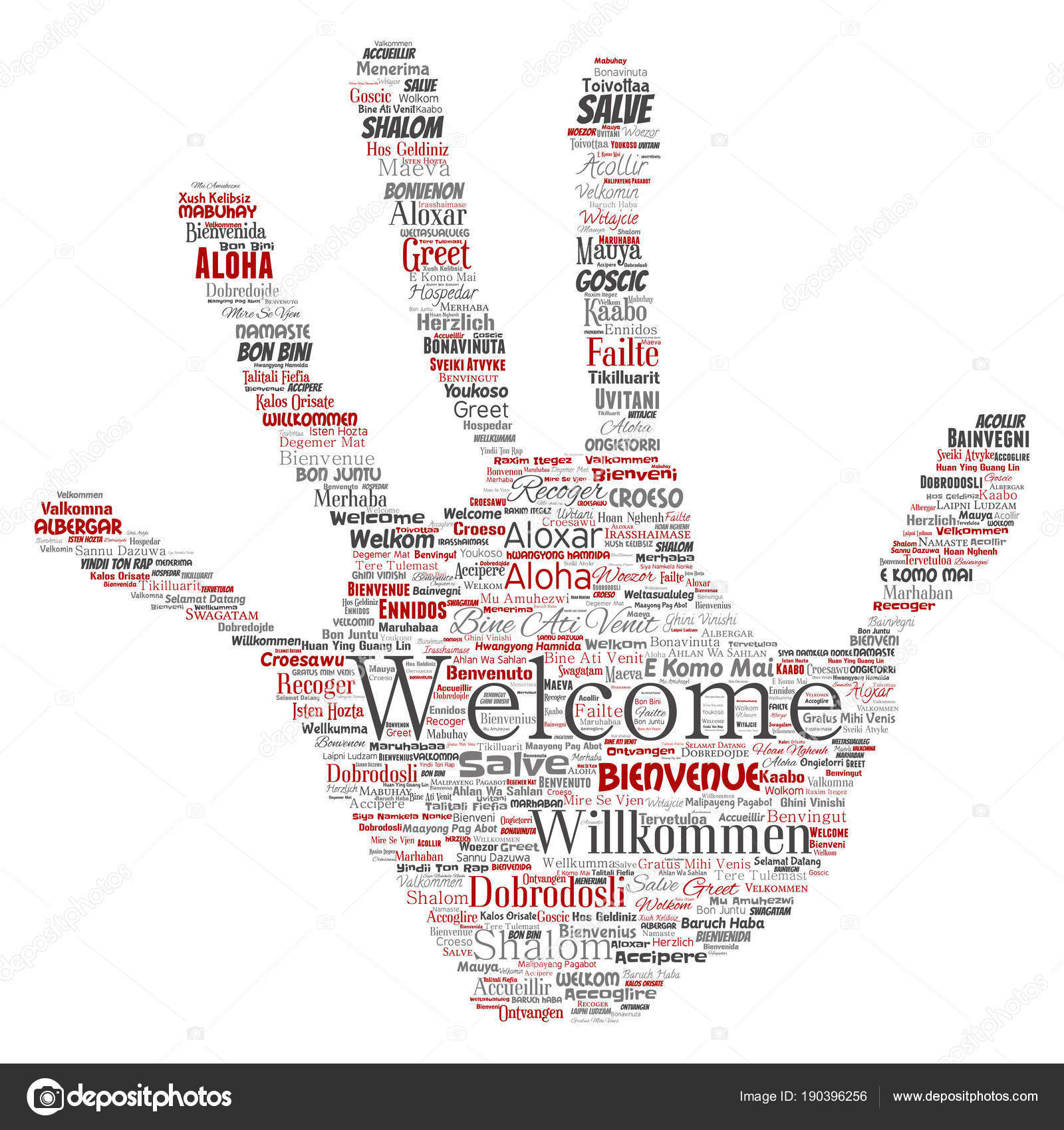 Abstract Welcome Greeting International Hand Print Different Languages ...