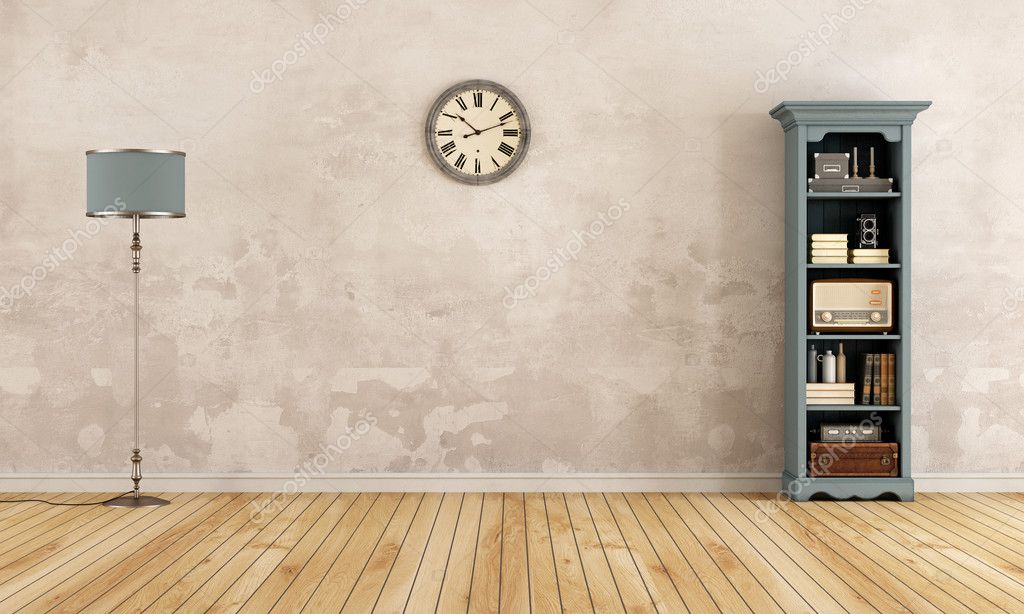 Empty old room with little bookcase Stock Photo by ©archideaphoto 126513530