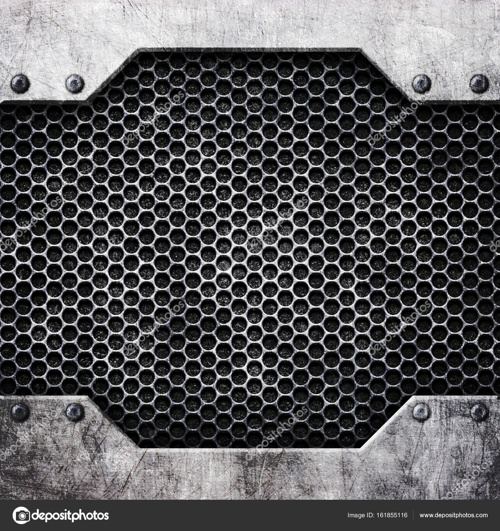 Metal mesh reinforced plates and rivets, background, 3d, illustr Stock ...