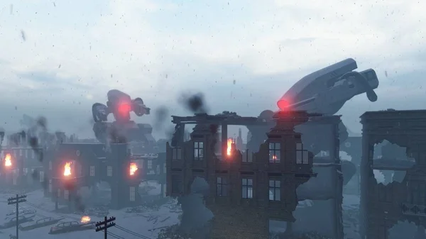 Ruined city with smoke — Stock Photo © mppriv #18148209