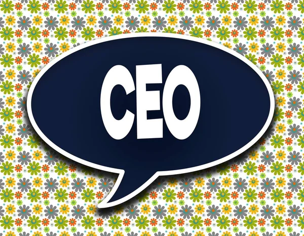 Dark blue word balloon with CEO text message. Flowers wallpaper ...