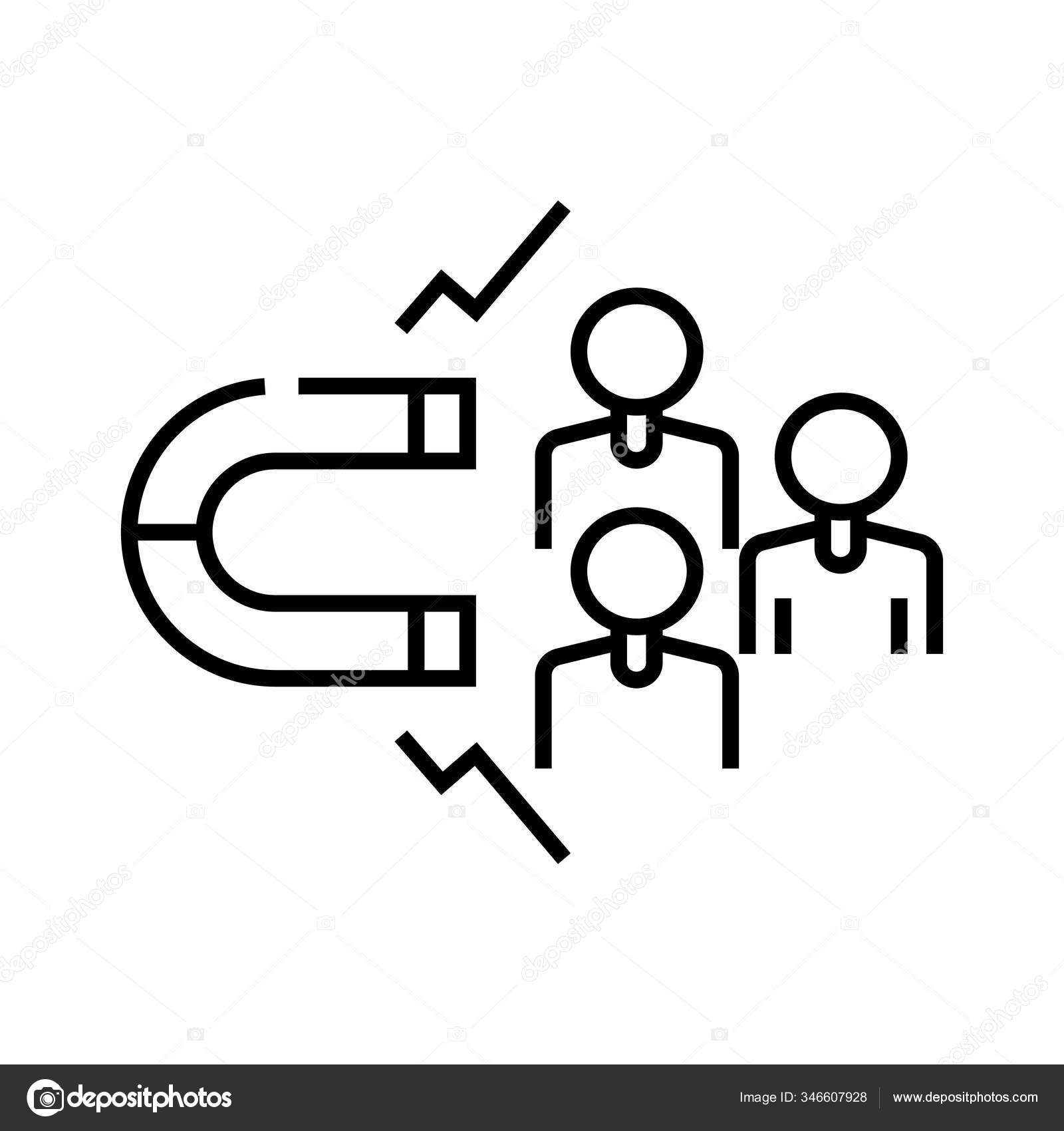 Attract clients line icon, concept sign, outline vector illustration ...