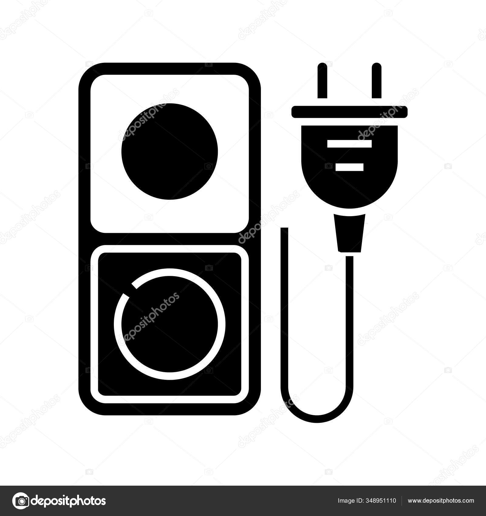 Electricial outlets black icon, concept illustration, vector flat ...