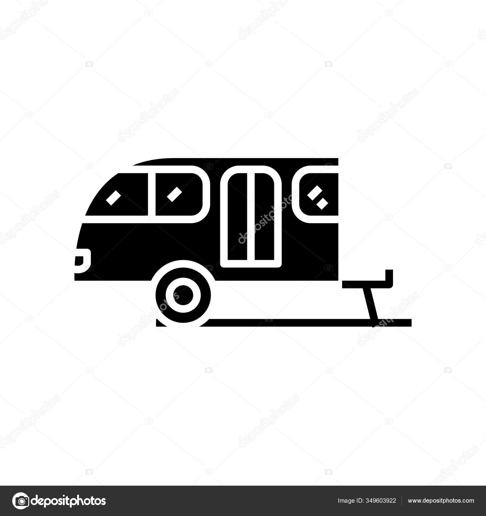 Inicio trailer icono negro, concepto de ilustración, vector de símbolo ...