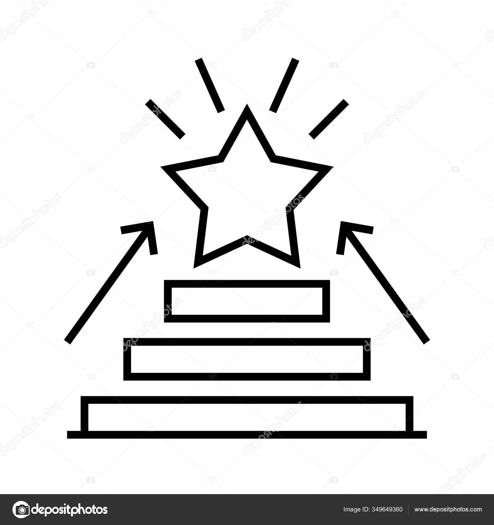 Star rising line icon, concept sign, outline vector illustration ...