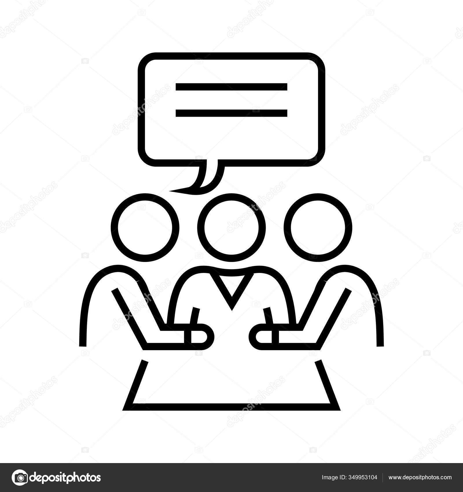 Team discussion line icon, concept sign, outline vector illustration ... Team discussion line icon, concept sign, outline vector illustration ...