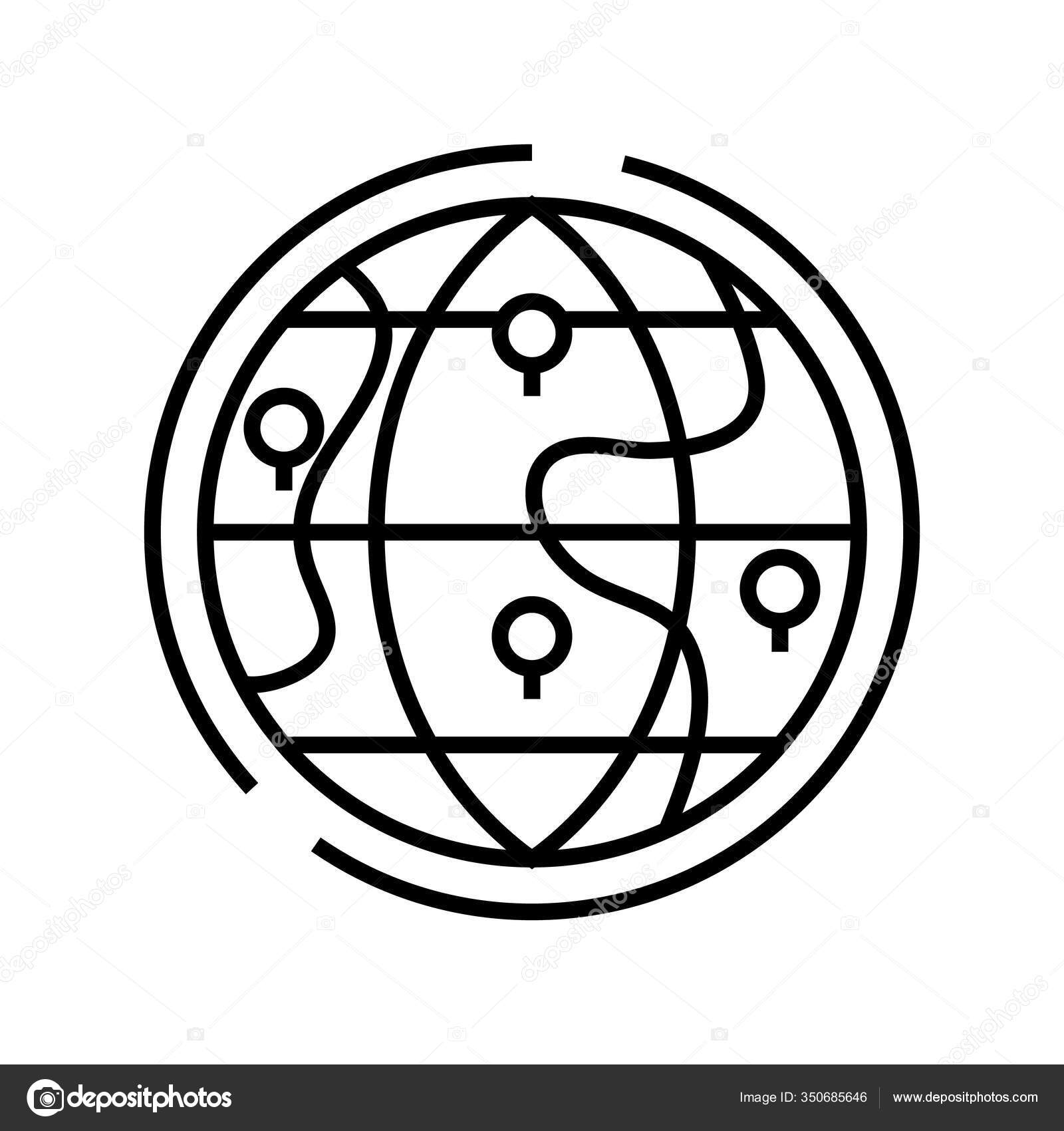 World locations line icon, concept sign, outline vector illustration ...