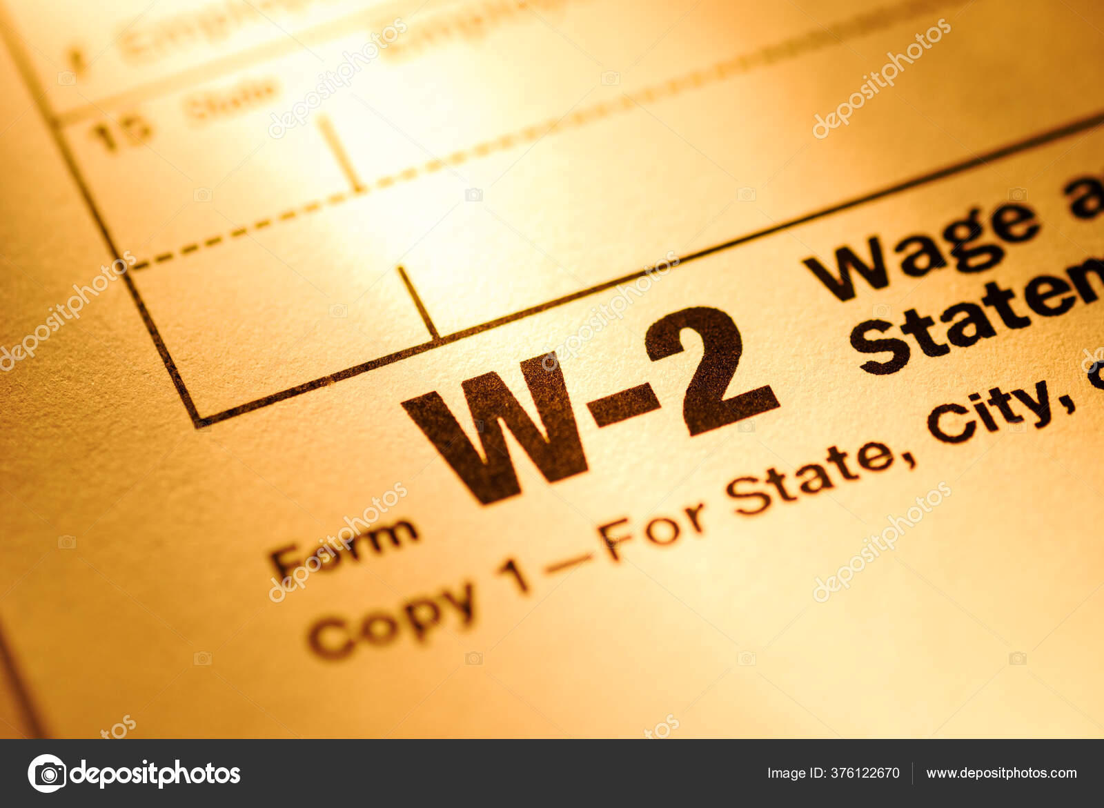 Close Form Wage Tax Statement Form Treasury Irs Focus Title — Stock ...