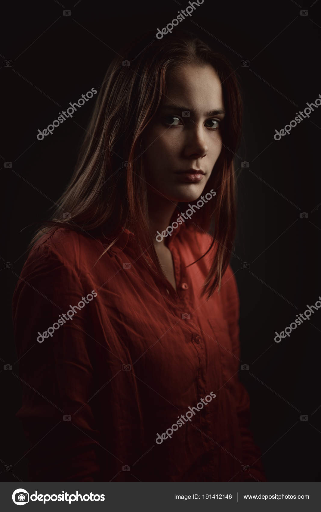 Dramatic portrait of a young beautiful woman Stock Photo by ©mike ...