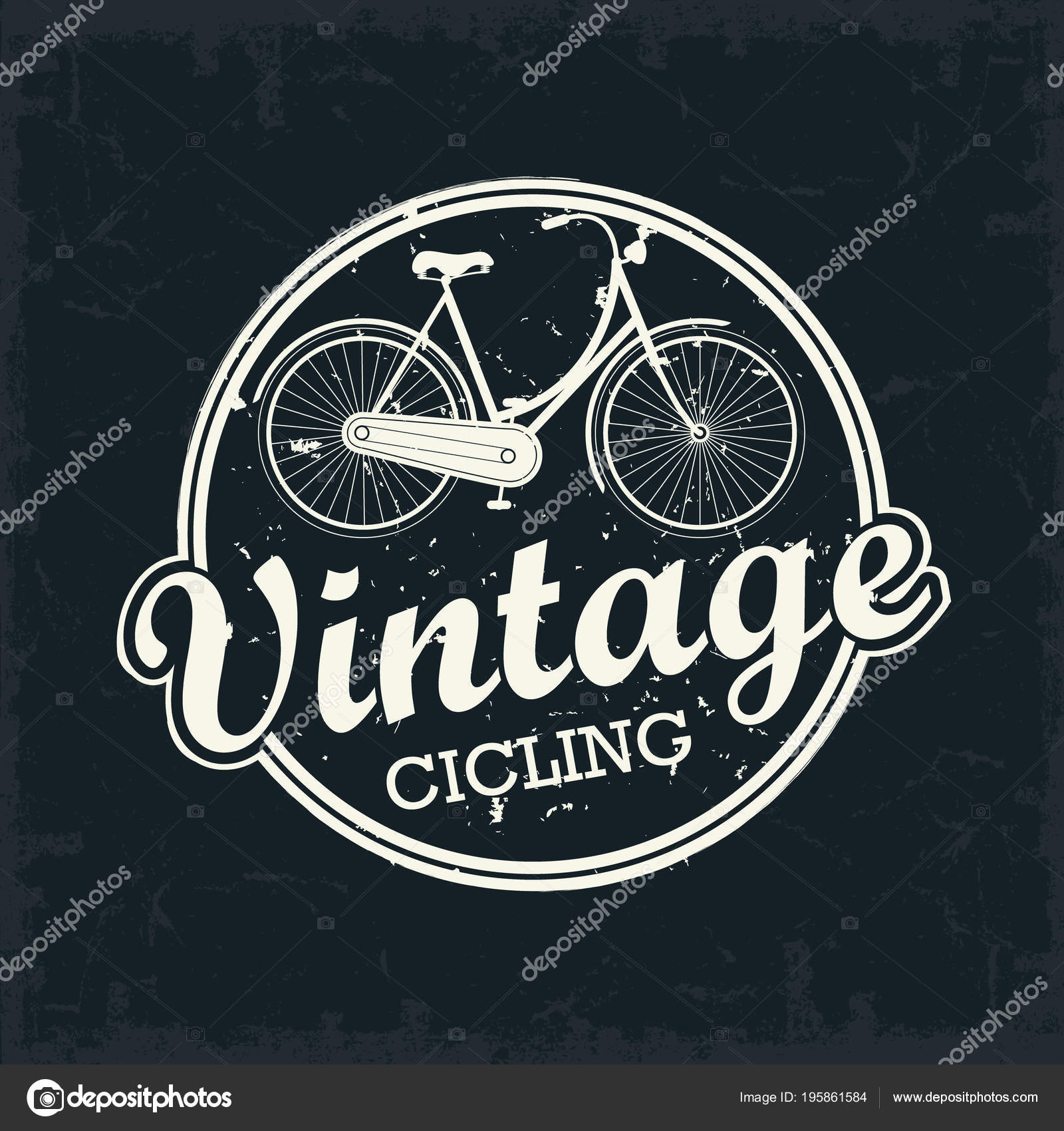 Vector Illustration Design Vintage Bike Logo Circle Black Background ...