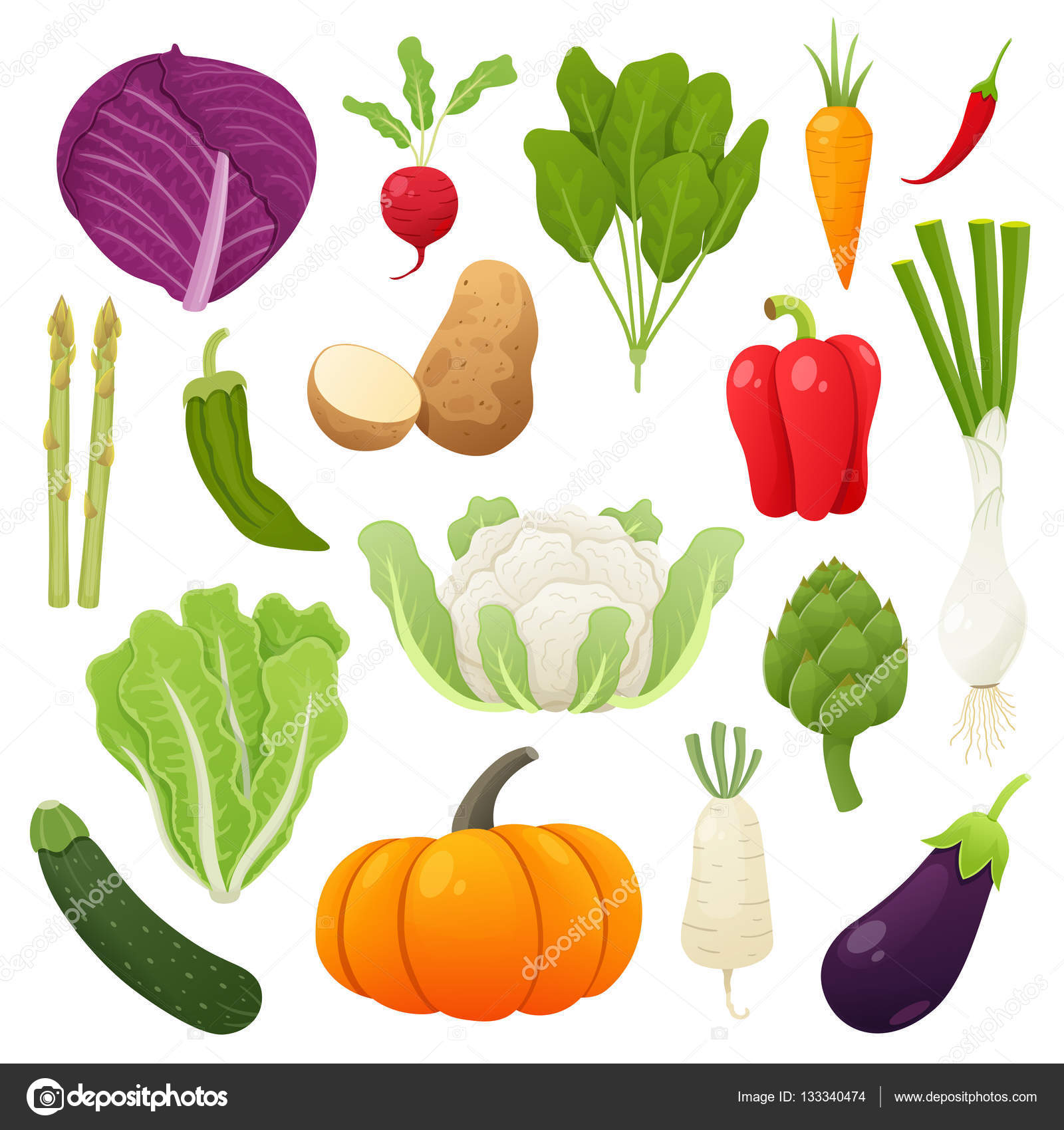 Vegetables food set. Vector illustration. Stock Vector by ©insemar ...