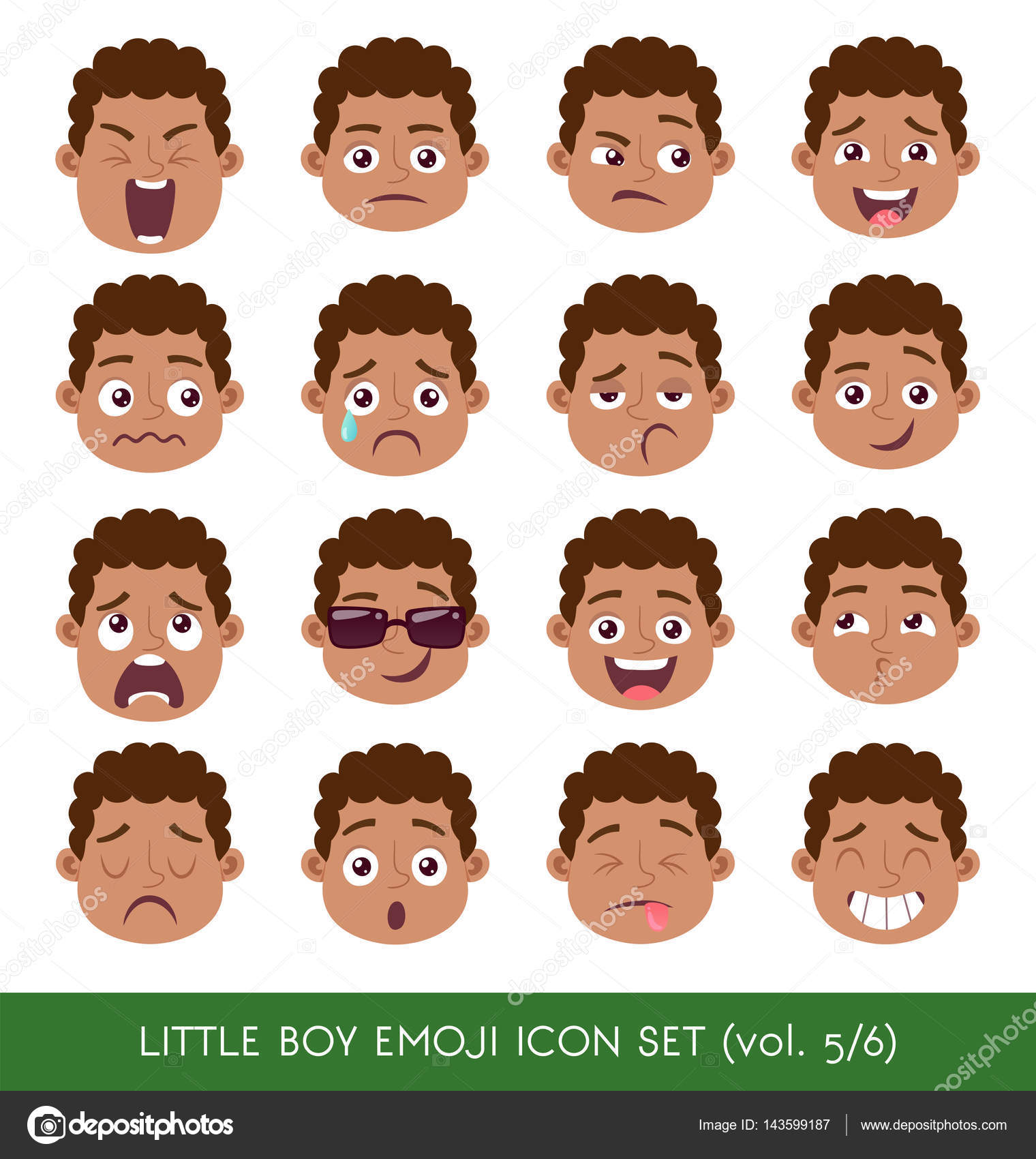 Little boy emoji icon set Stock Vector by ©insemar 143599187