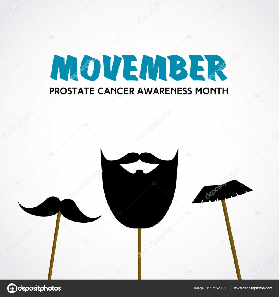 Movember Prostate Cancer Awareness Month Vector With Mustache Props