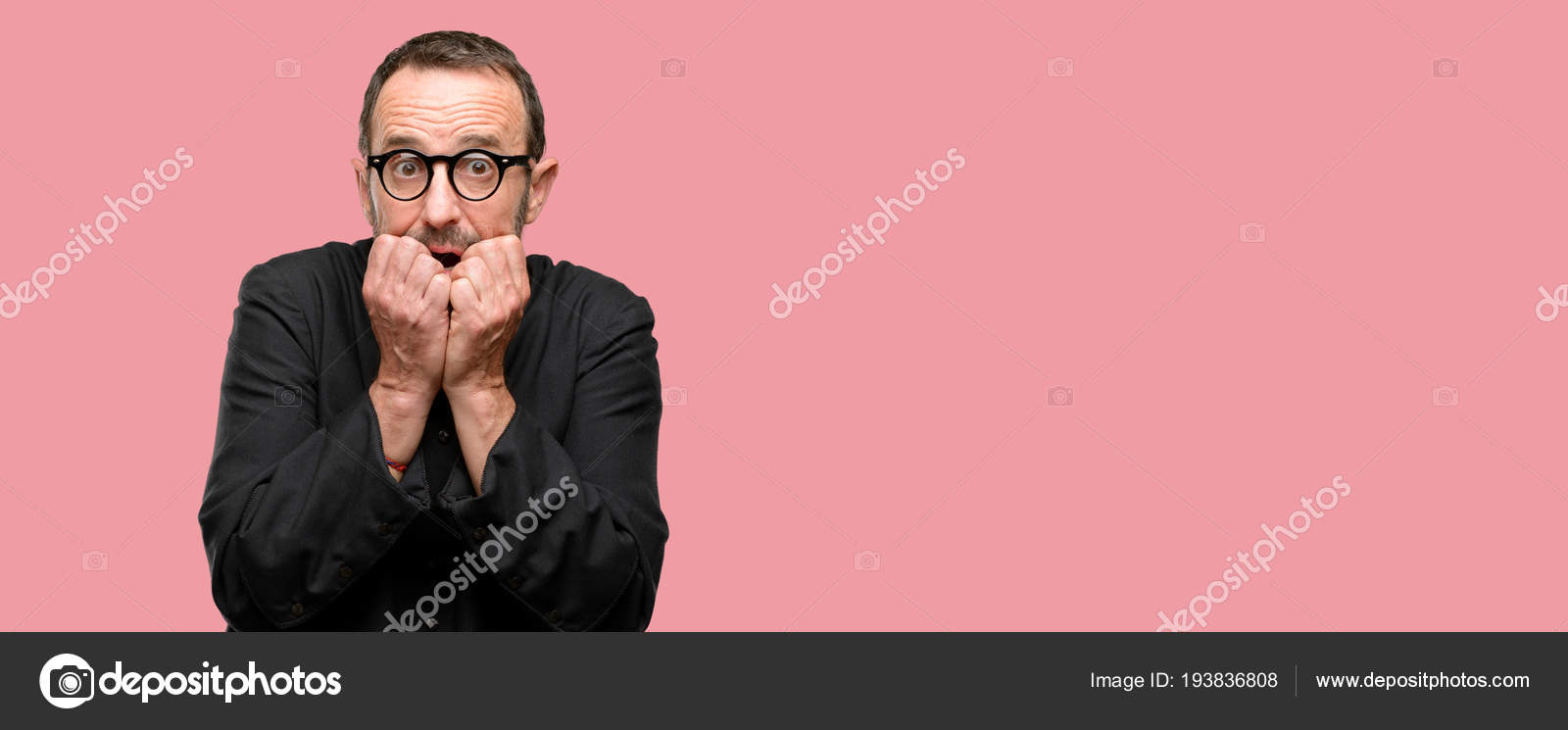Priest Religion Man Terrified Nervous Expressing Anxiety Panic Gesture ...