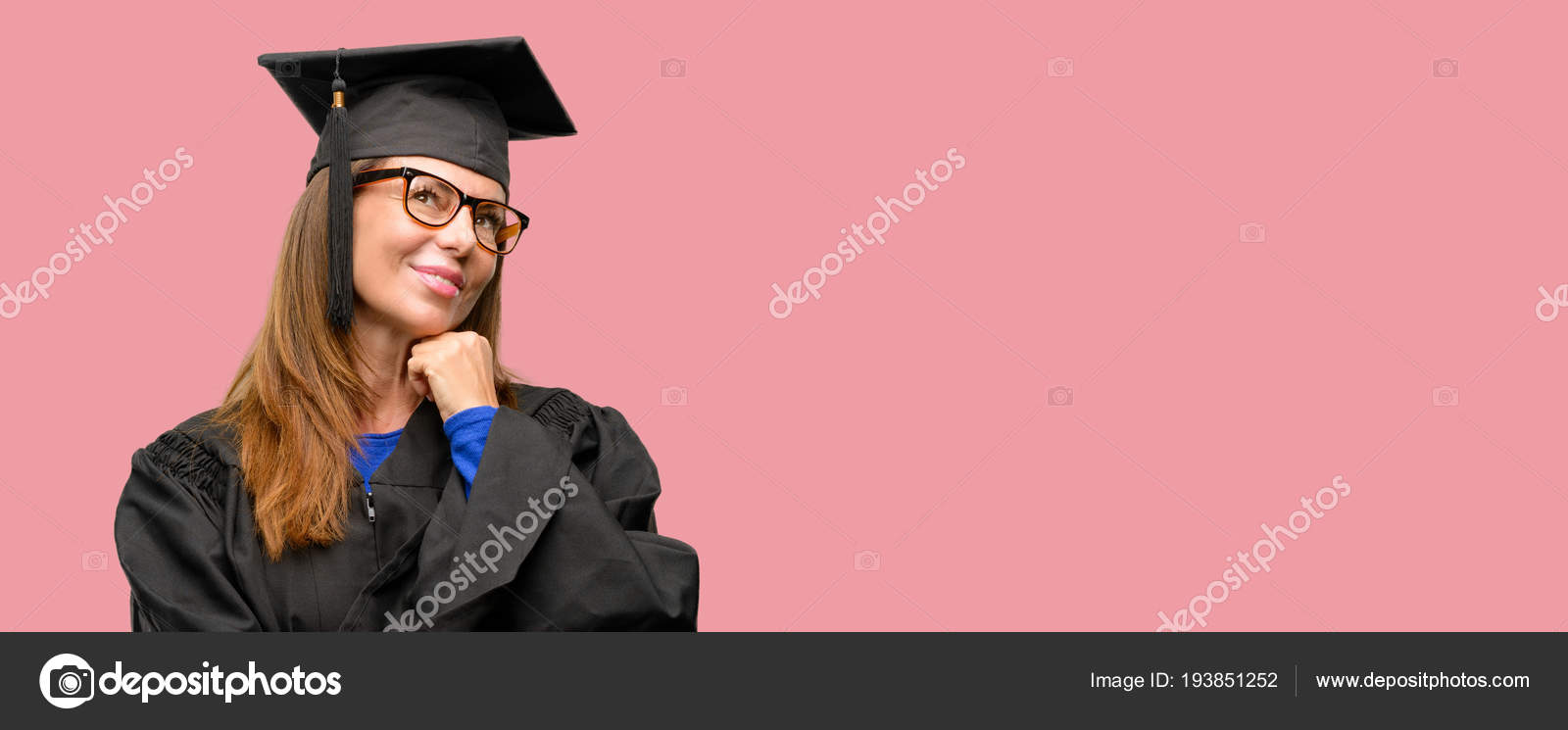 Senior Graduate Student Woman Thinking Looking Expressing Doubt Wonder ...
